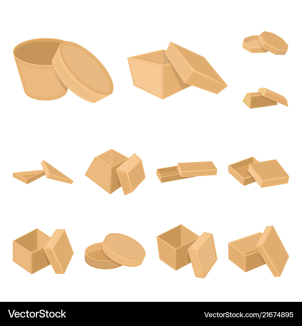 Different boxes cartoon icons in set collection Vector Image
