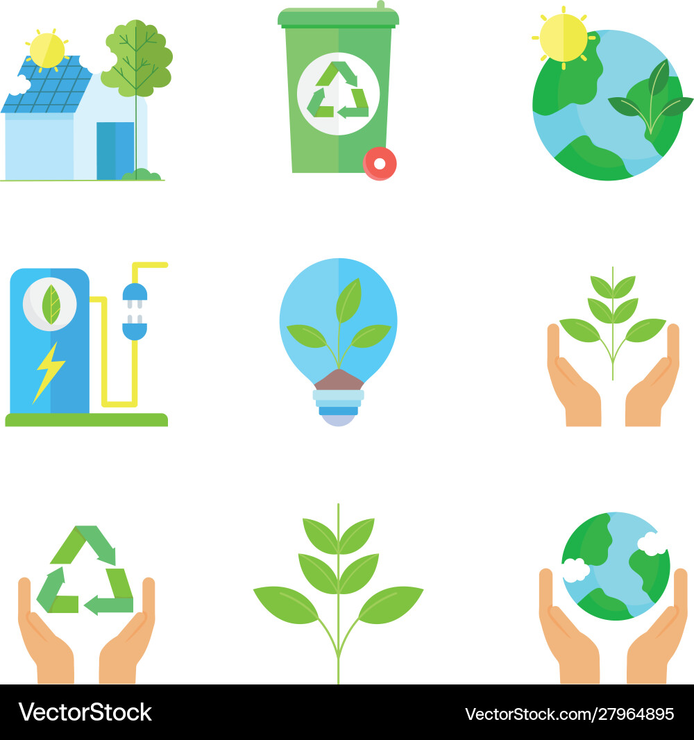 Ecology renewable environment recycle icons Vector Image