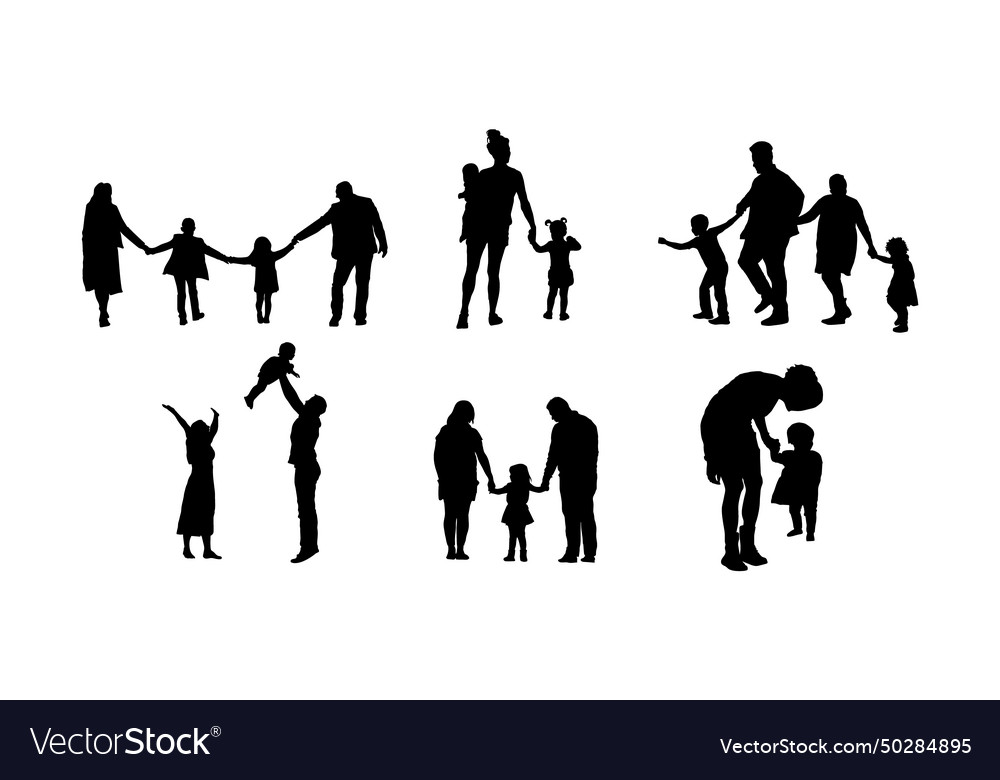Family mom and dad walking together with kids Vector Image