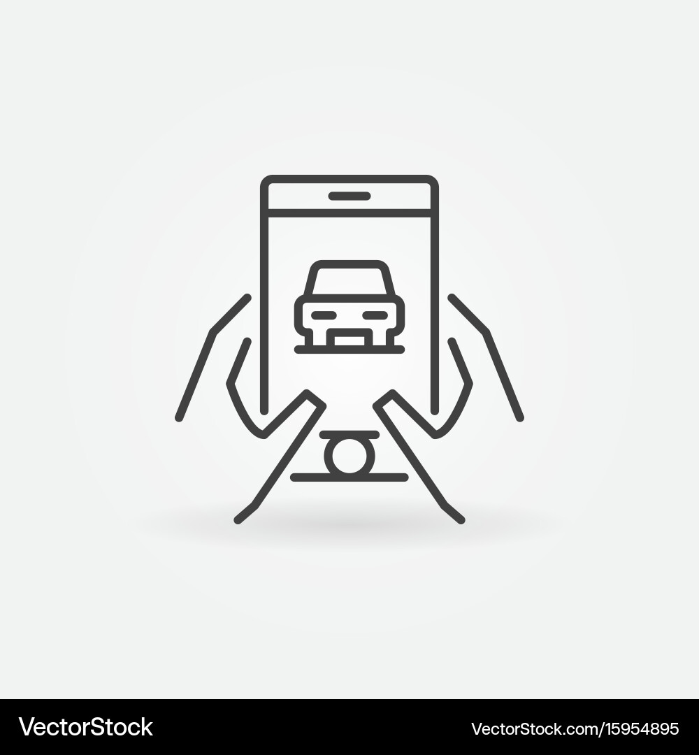 Hands holding smartphone with car icon Royalty Free Vector