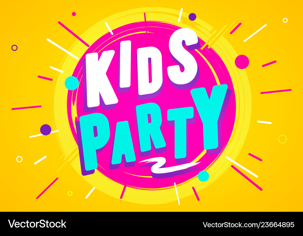 Kids party graphic design template Royalty Free Vector Image