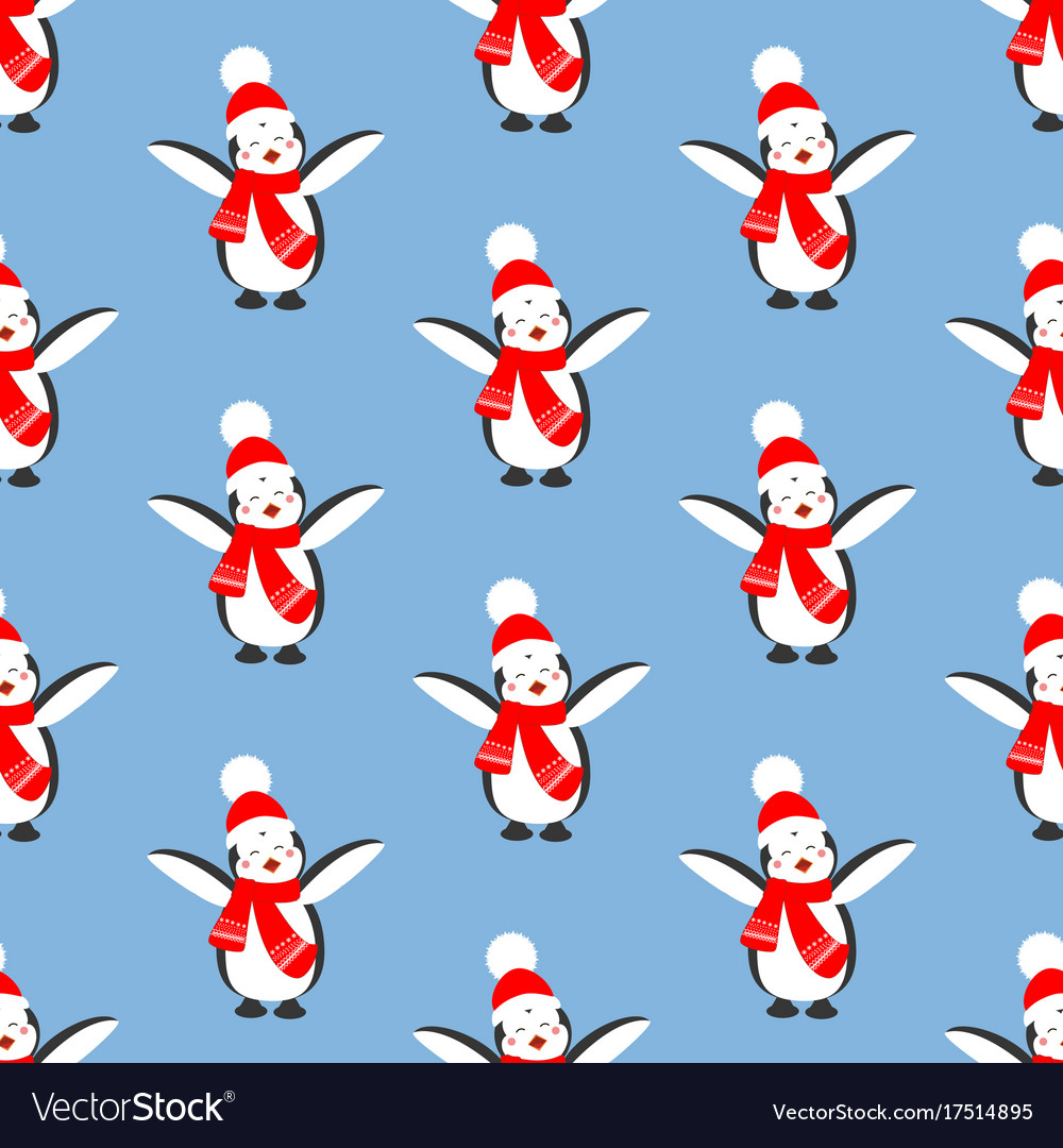 Penguin seamless pattern Royalty Free Vector Image