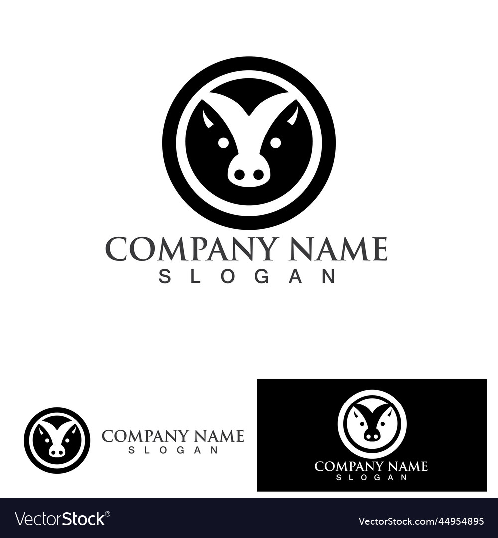 Pig head icon logo template Royalty Free Vector Image