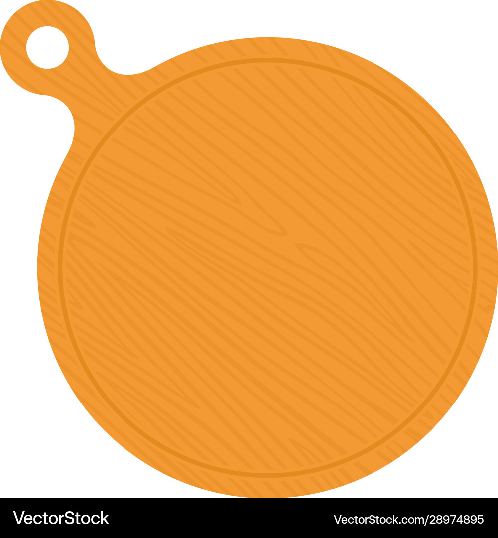 Round wooden pizza serving board flat icon Vector Image