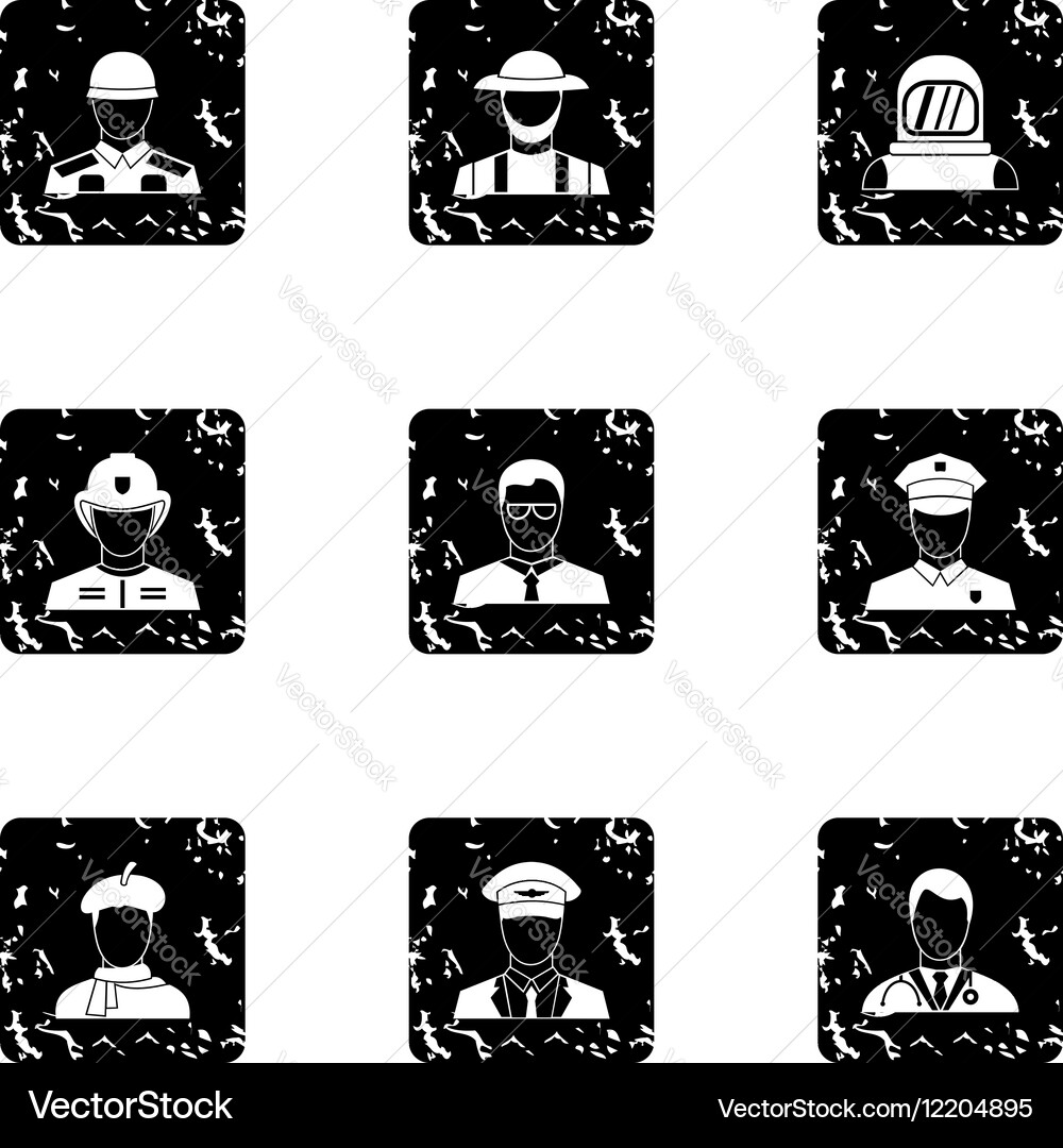 Specialty icons set grunge style Royalty Free Vector Image