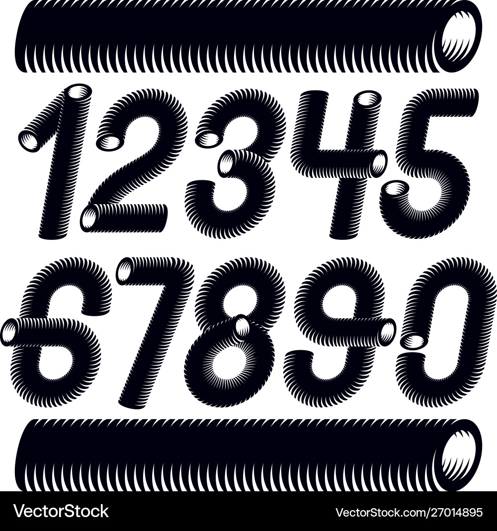 Trendy numerals collection modern funky italic Vector Image