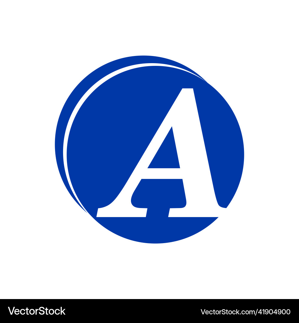 A with blue round logo typography blue color Vector Image