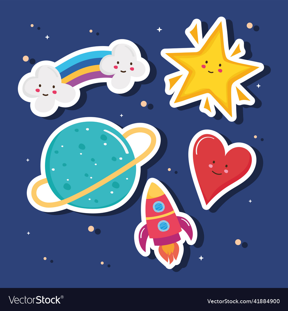 Cute elements over blue background Royalty Free Vector Image