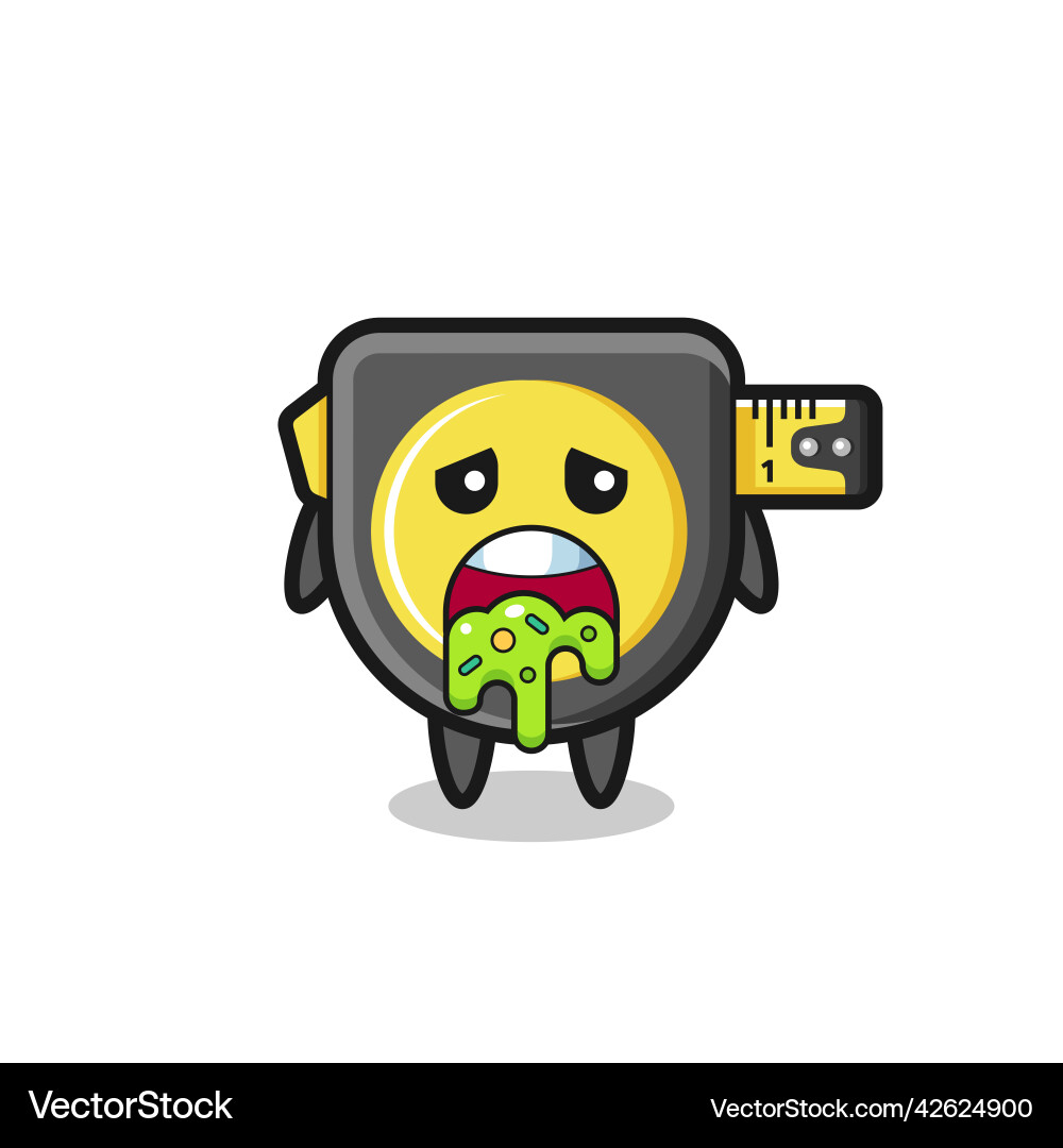Cute tape measure character with puke Royalty Free Vector