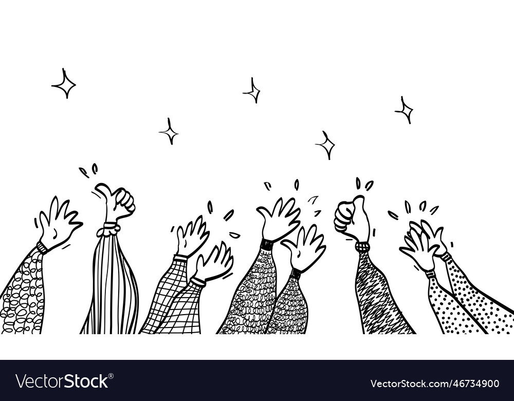 Hand drawn of hands clapping ovation applause Vector Image