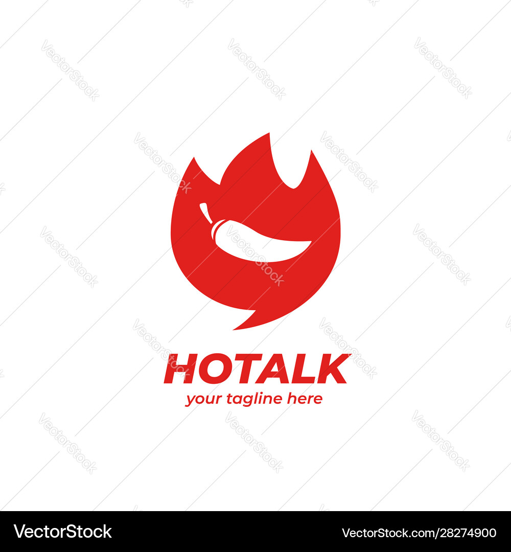 Hot talk logo bubble speak with flame fire Vector Image