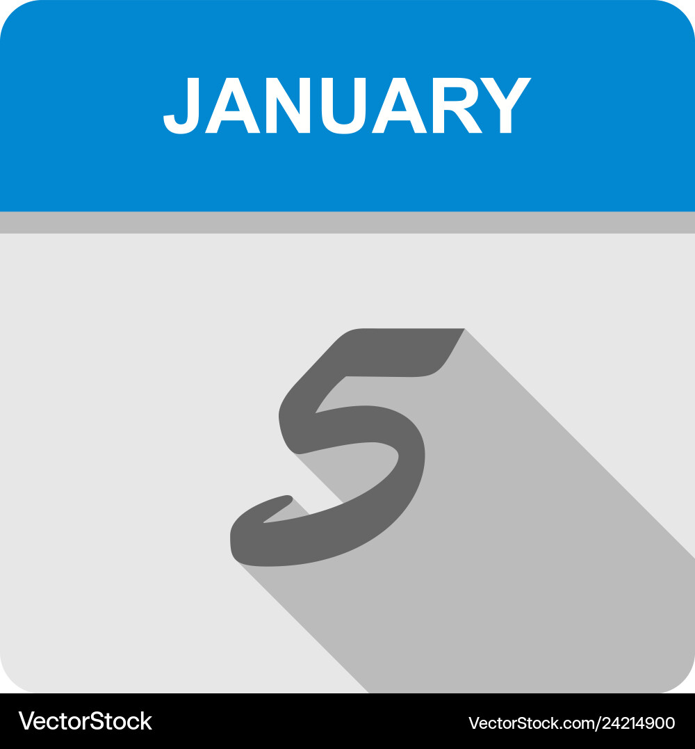 January 5th date on a single day calendar Vector Image