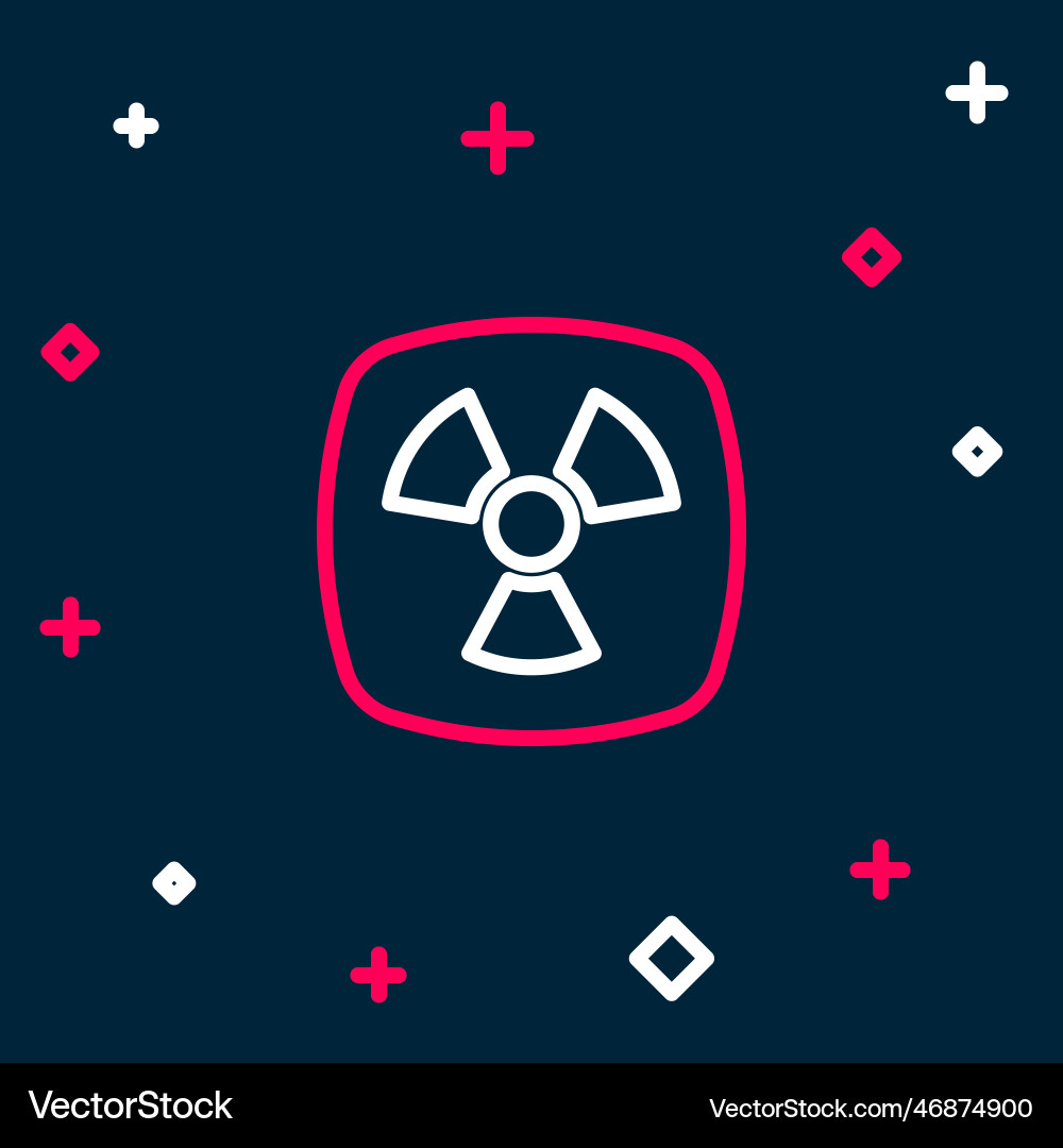 Line radioactive icon isolated on blue background Vector Image