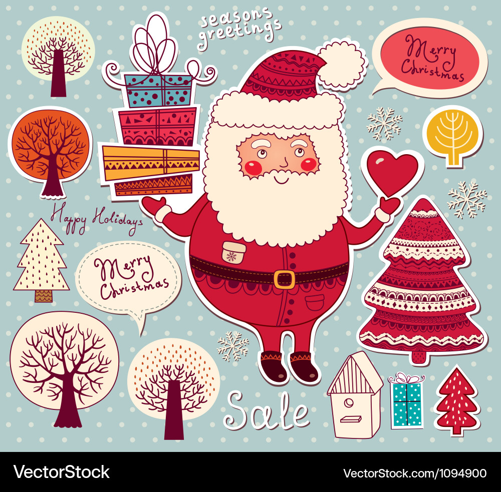 Scrapbook arty santa claus Royalty Free Vector Image