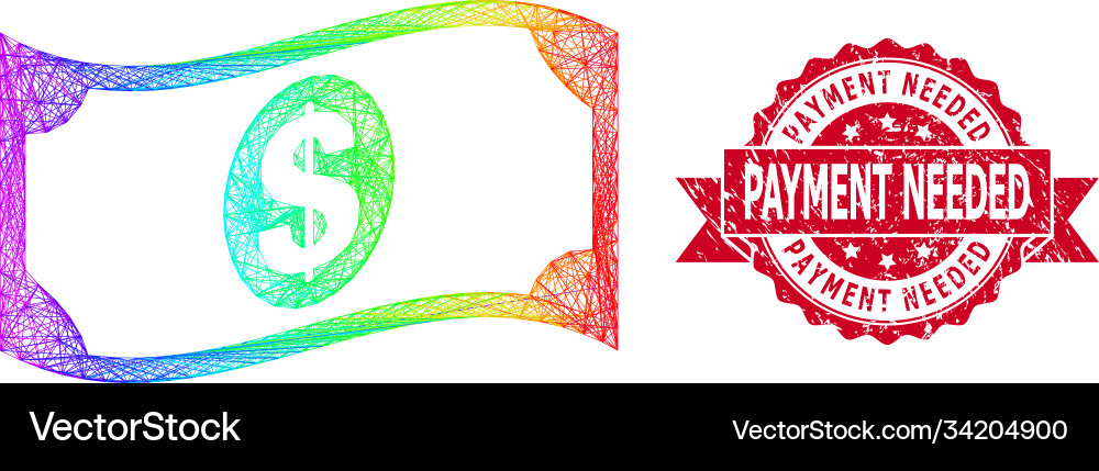 Scratched payment needed seal and spectrum hatched