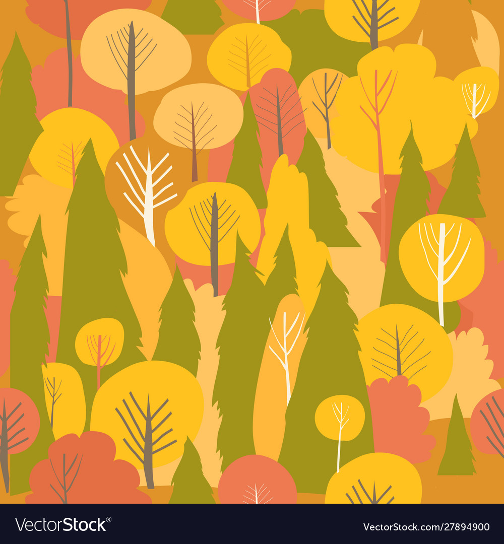 Seamless autumn forest pattern fall Royalty Free Vector