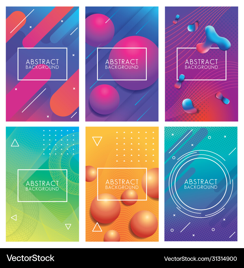 Set geometric colorful abstract backgrounds Vector Image