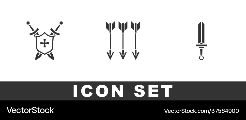 Set medieval shield with swords crossed arrows Vector Image