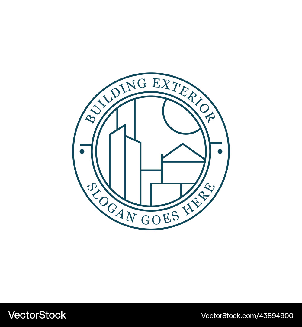 Simple building exterior logo badge with shape Vector Image