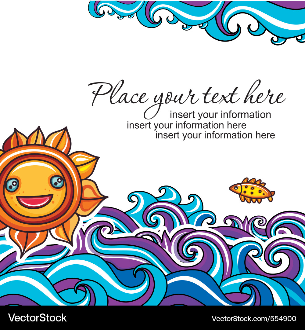 Sun and waves vacation background Royalty Free Vector Image