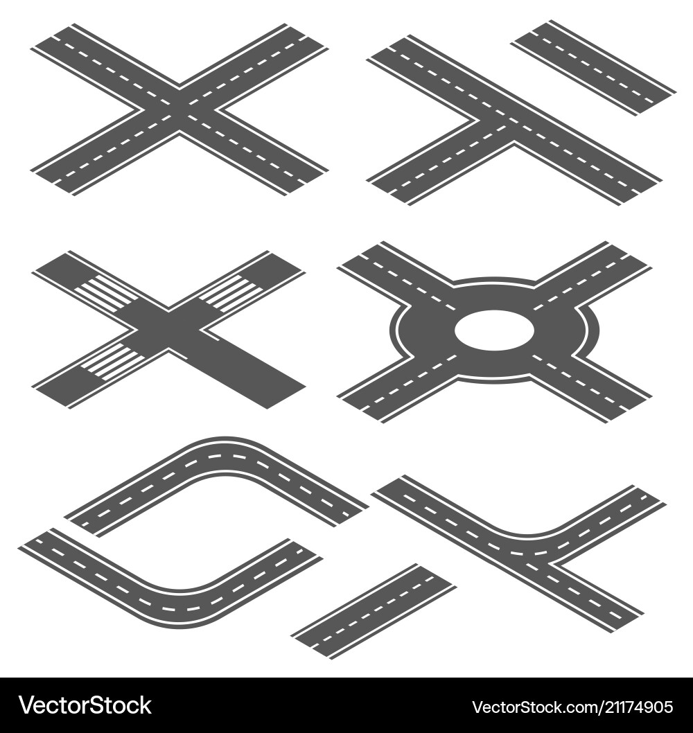 3d isometric road and highway for city map Vector Image