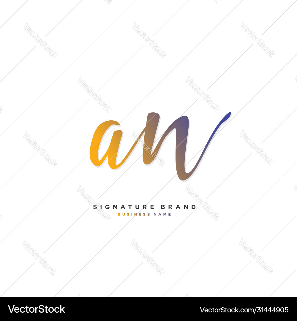 A n an initial letter handwriting and signature Vector Image