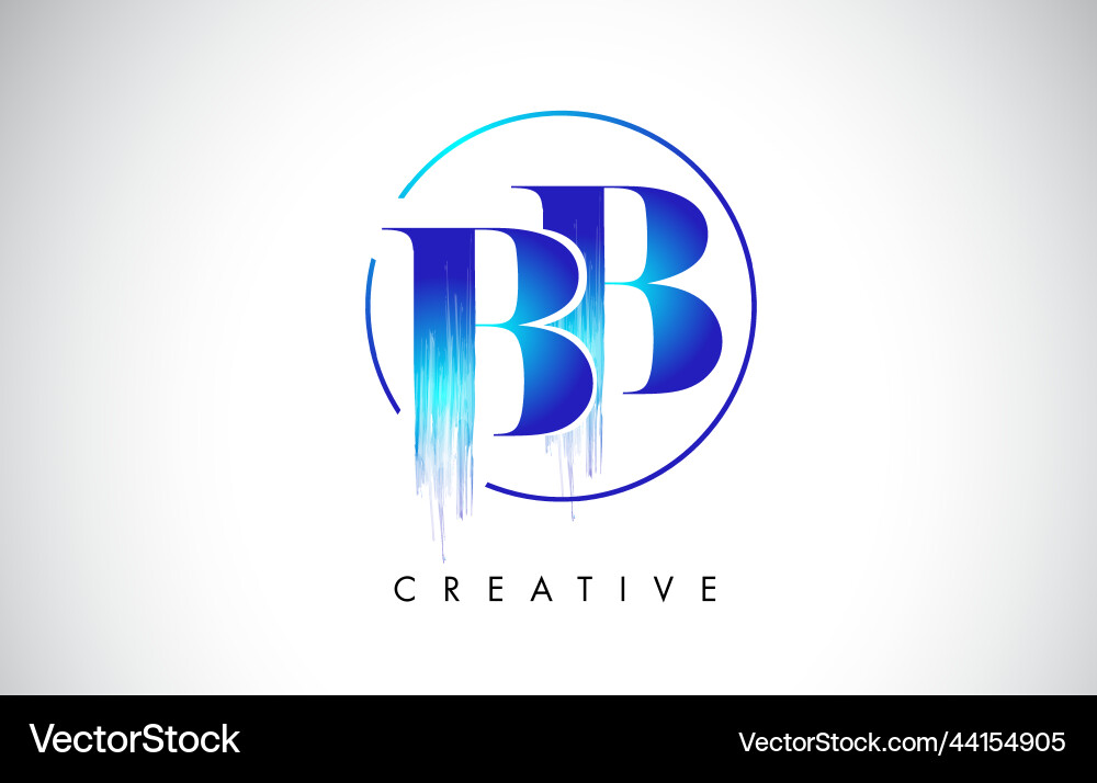 Bb brush stroke letter logo design blue paint Vector Image