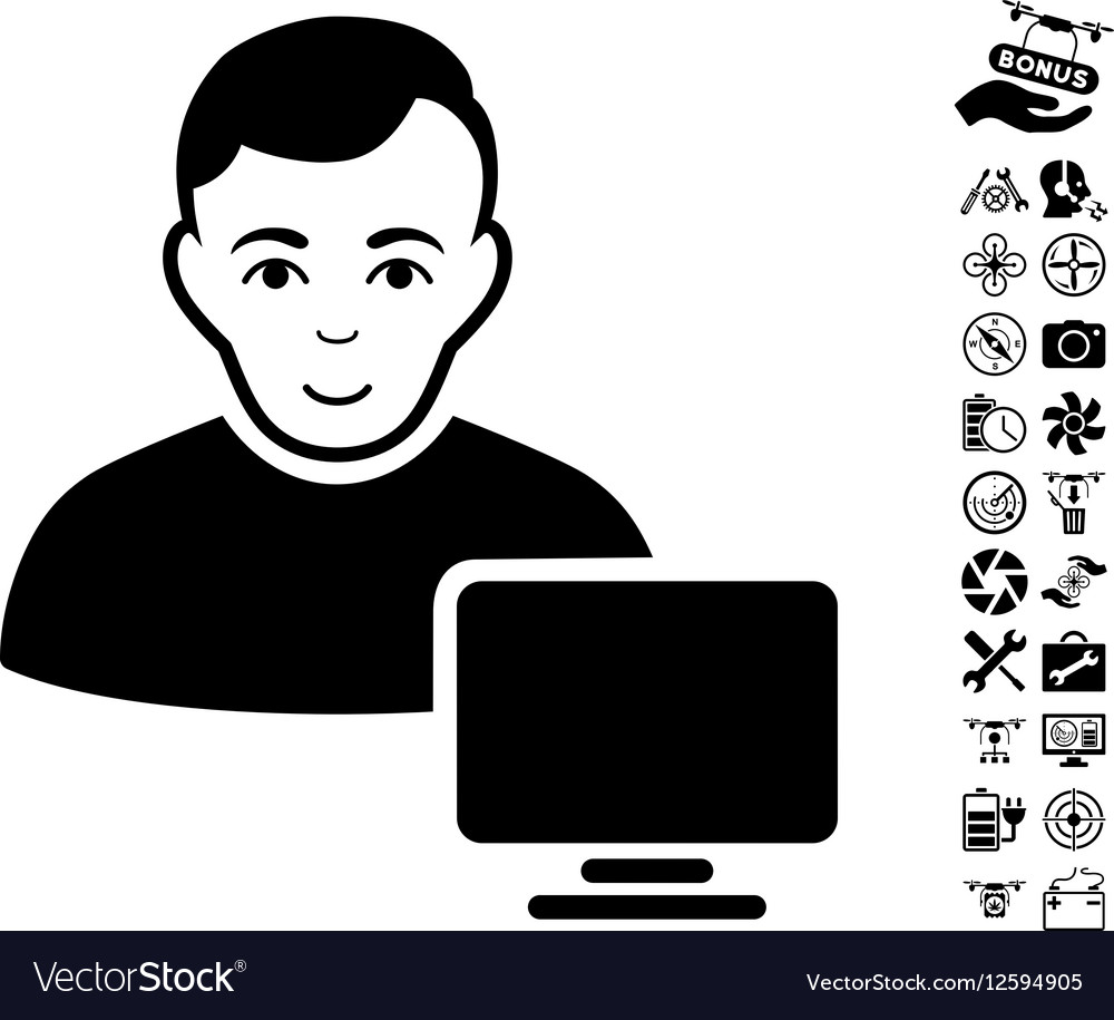 Computer administrator icon with copter tools Vector Image