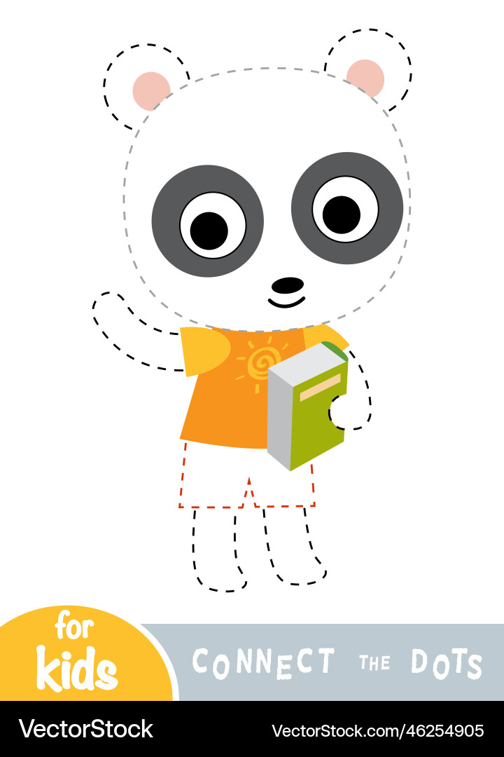 Connect the dots education game for kids panda Vector Image