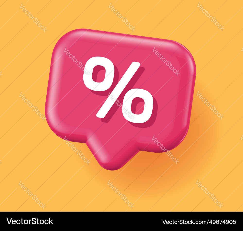 Discount percentage 3d icon graphic yellow Vector Image