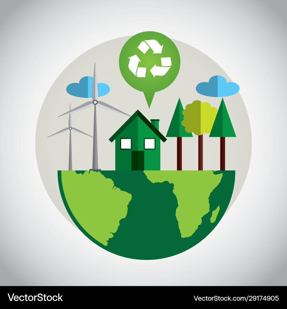 Eco friendly poster with earth planet and recycle Vector Image