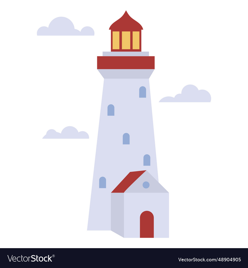Lighthouse simple flat Royalty Free Vector Image