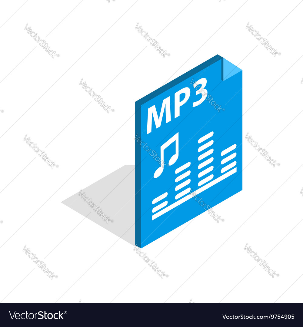 Mp3 file format icon isometric 3d style Royalty Free Vector