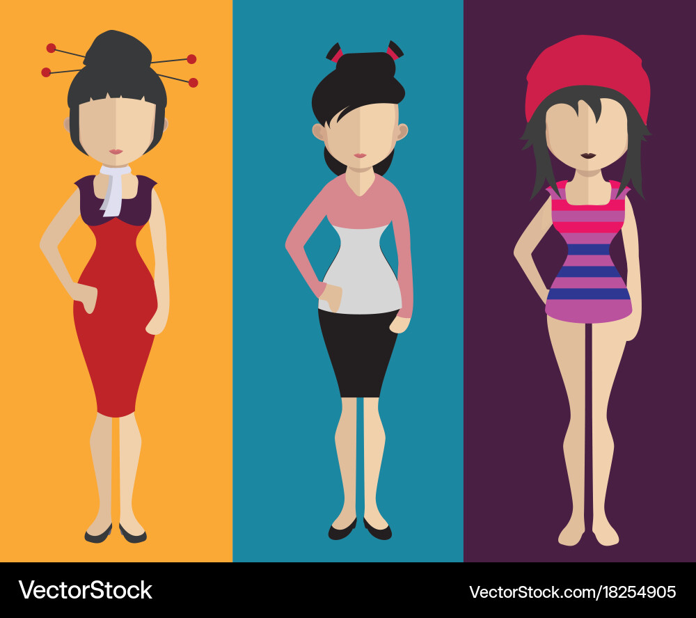 People avatar with full body and torso variations Vector Image