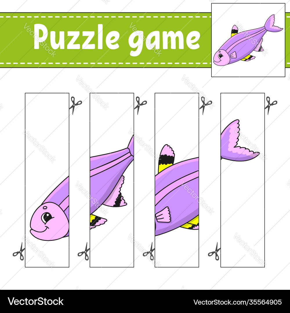 Puzzle game for kids cutting practice education Vector Image