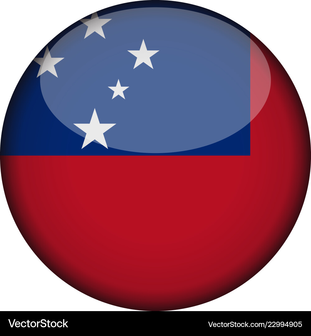 Samoa flag in glossy round button of icon Vector Image