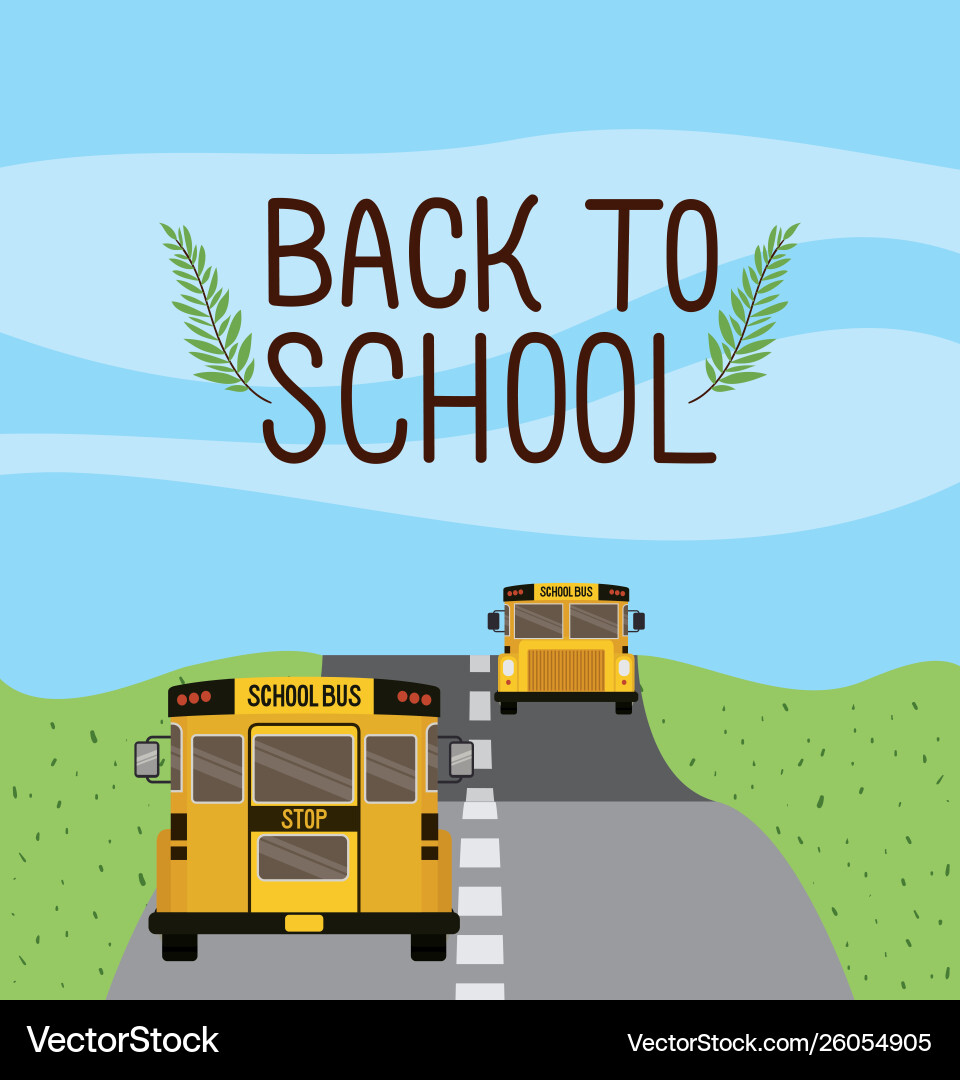 School bus transport in road Royalty Free Vector Image
