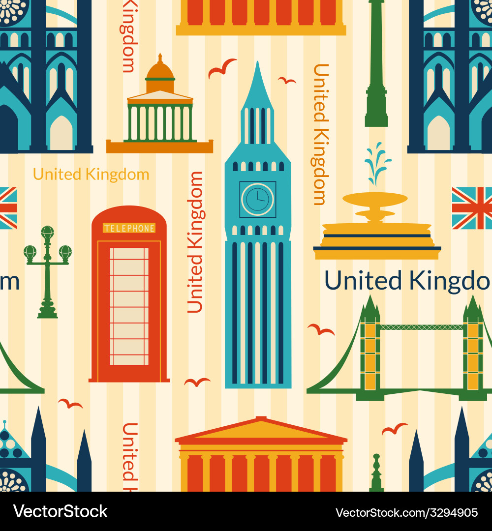 Seamless pattern with landmarks of united kingdom Vector Image