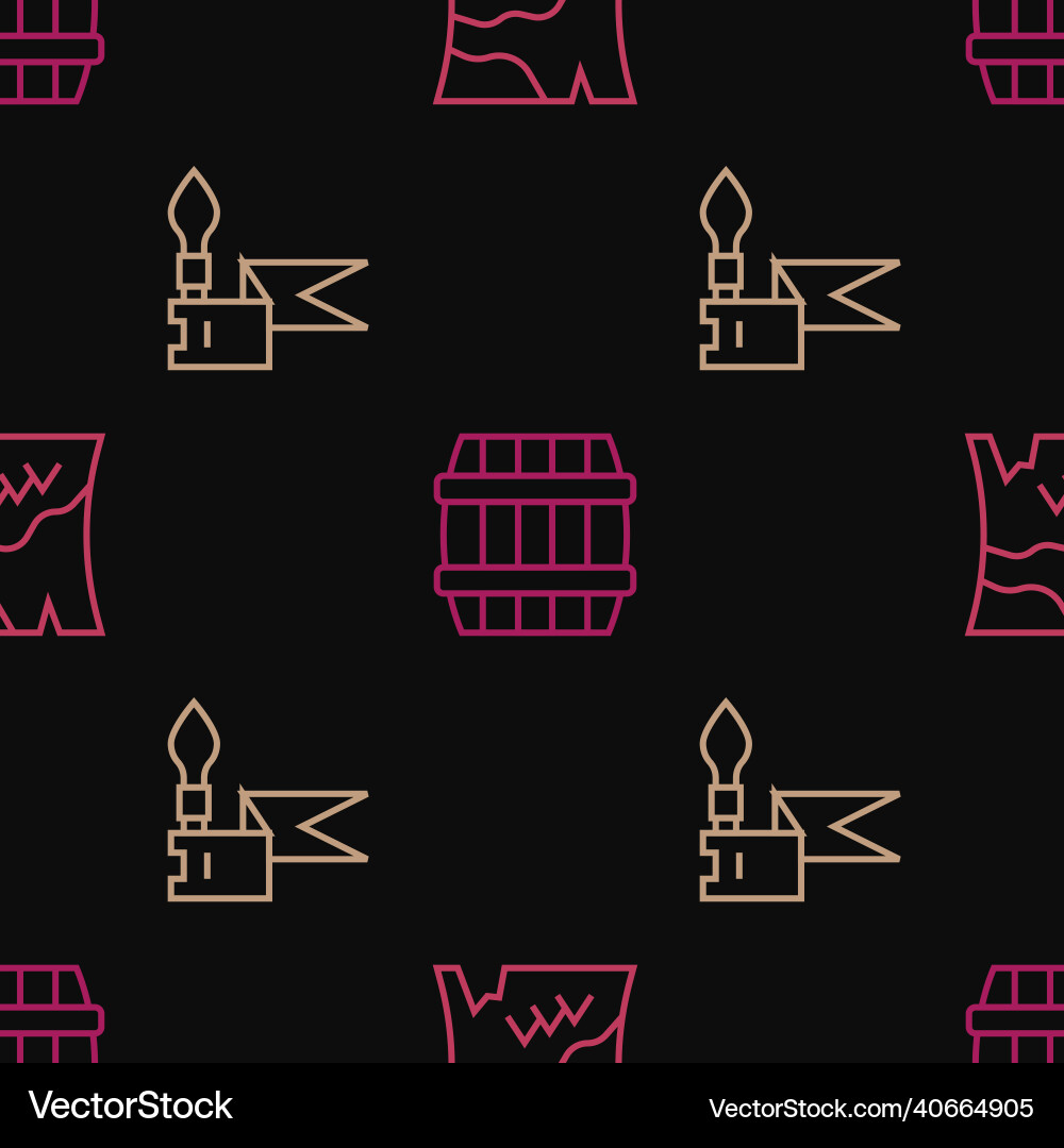 Set line folded map medieval spear and wooden Vector Image