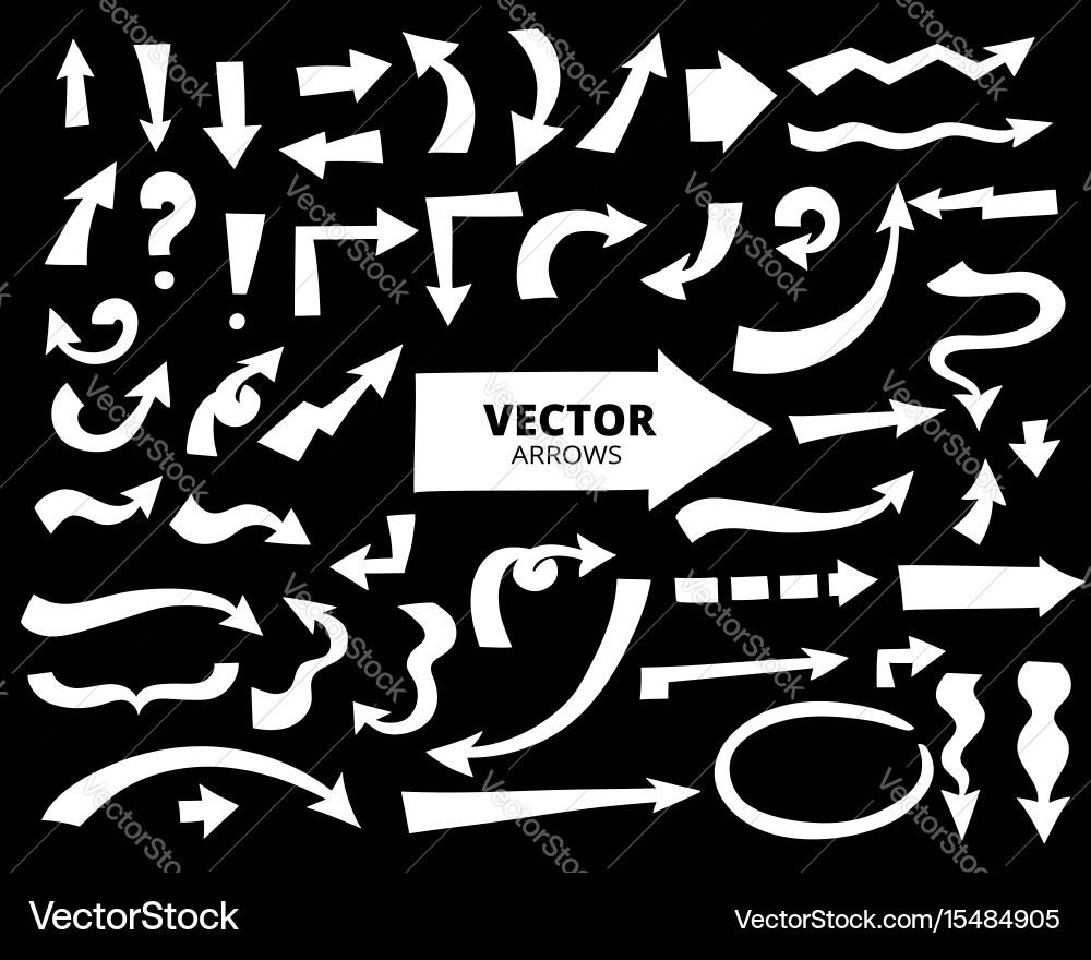 Set of cartoon arrows hand drawn design elements Vector Image