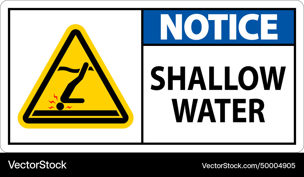 Water safety sign notice - shallow Royalty Free Vector Image