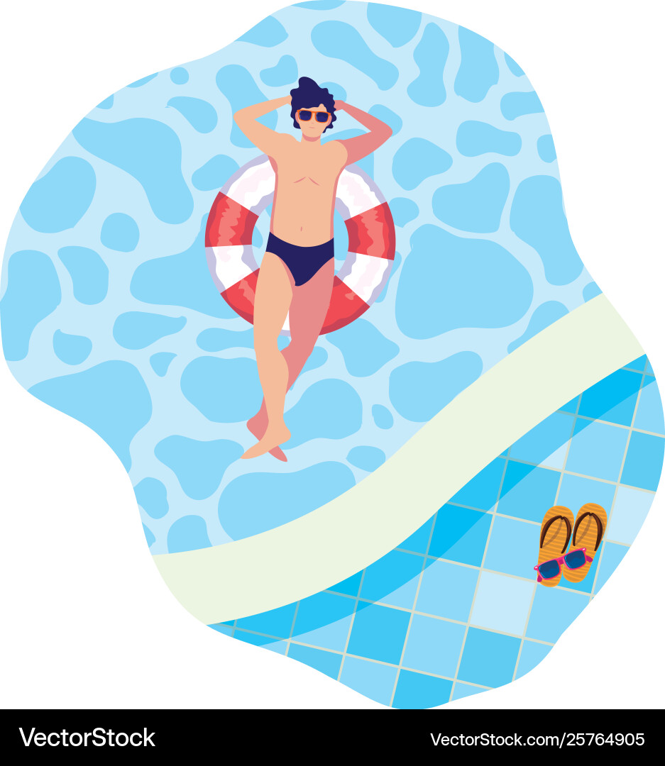 Young man with swimsuit and float lifeguard Vector Image