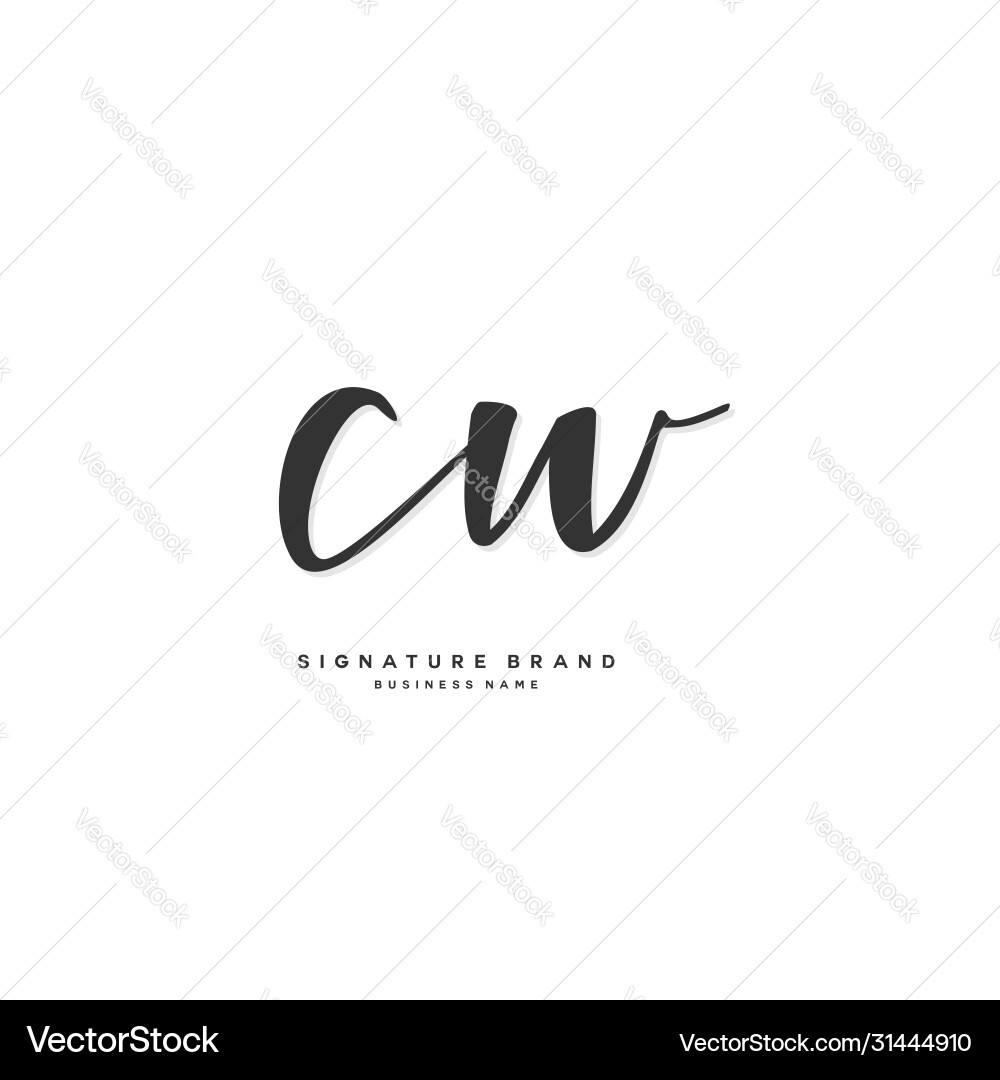 C w cw initial letter handwriting and signature Vector Image