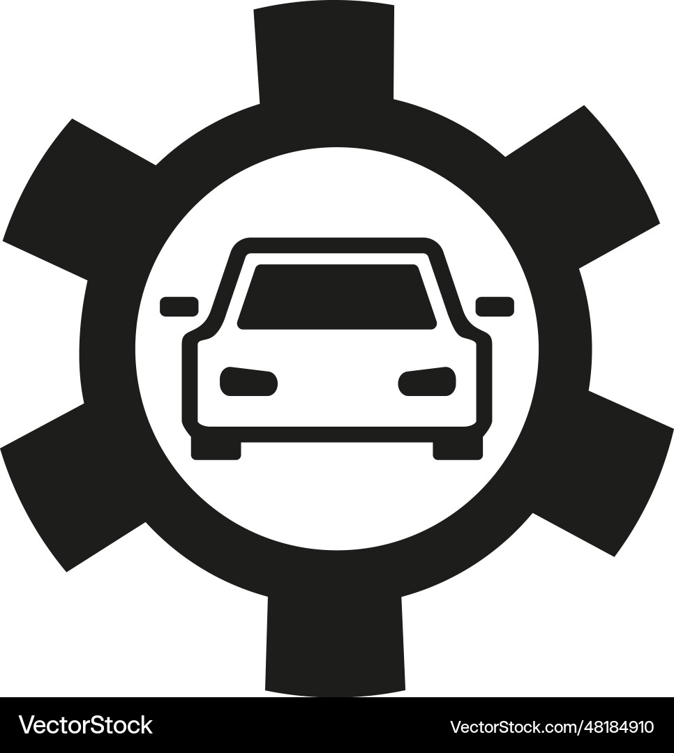 Car in cogwheel as tuning simple icon Royalty Free Vector