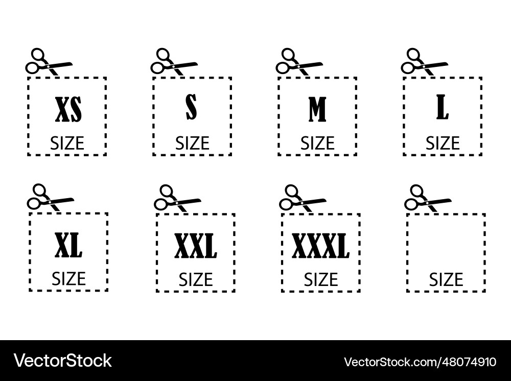 Clothing sizes labels sizes icons Royalty Free Vector Image