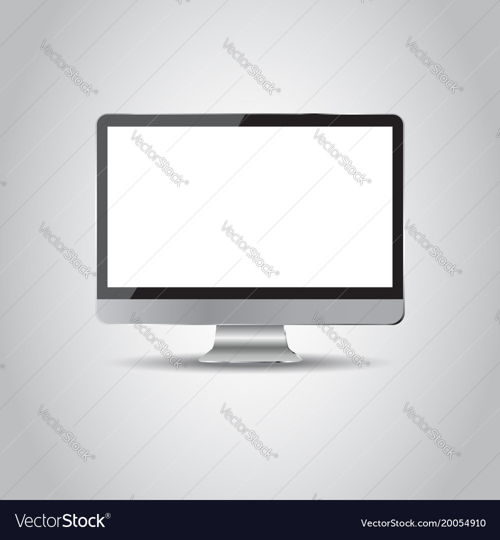 Desktop computer flat icon realistic Royalty Free Vector