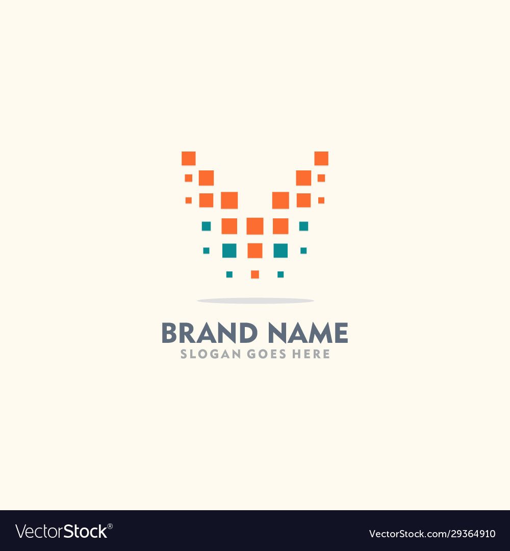 Digital pixel v initial logo Royalty Free Vector Image