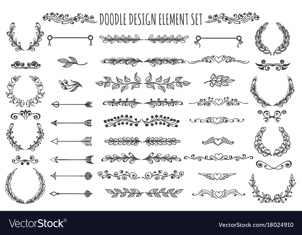 Doodle design element set Royalty Free Vector Image