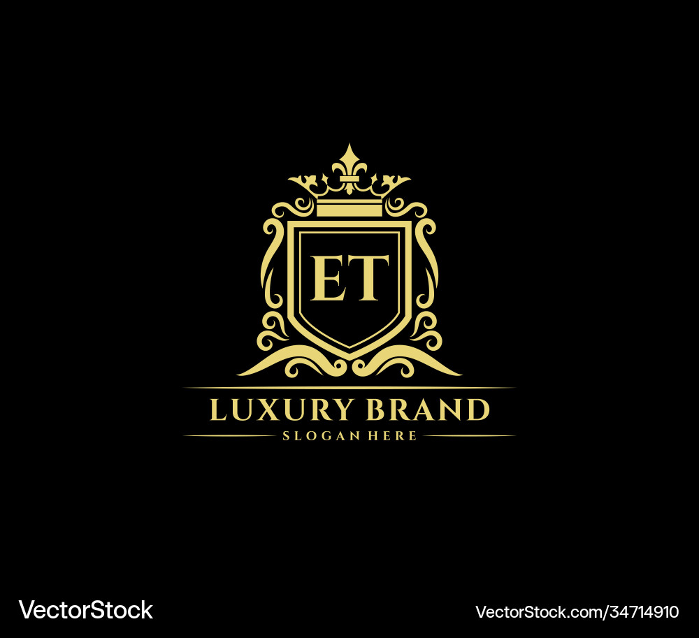Et initial letter gold calligraphic feminine Vector Image