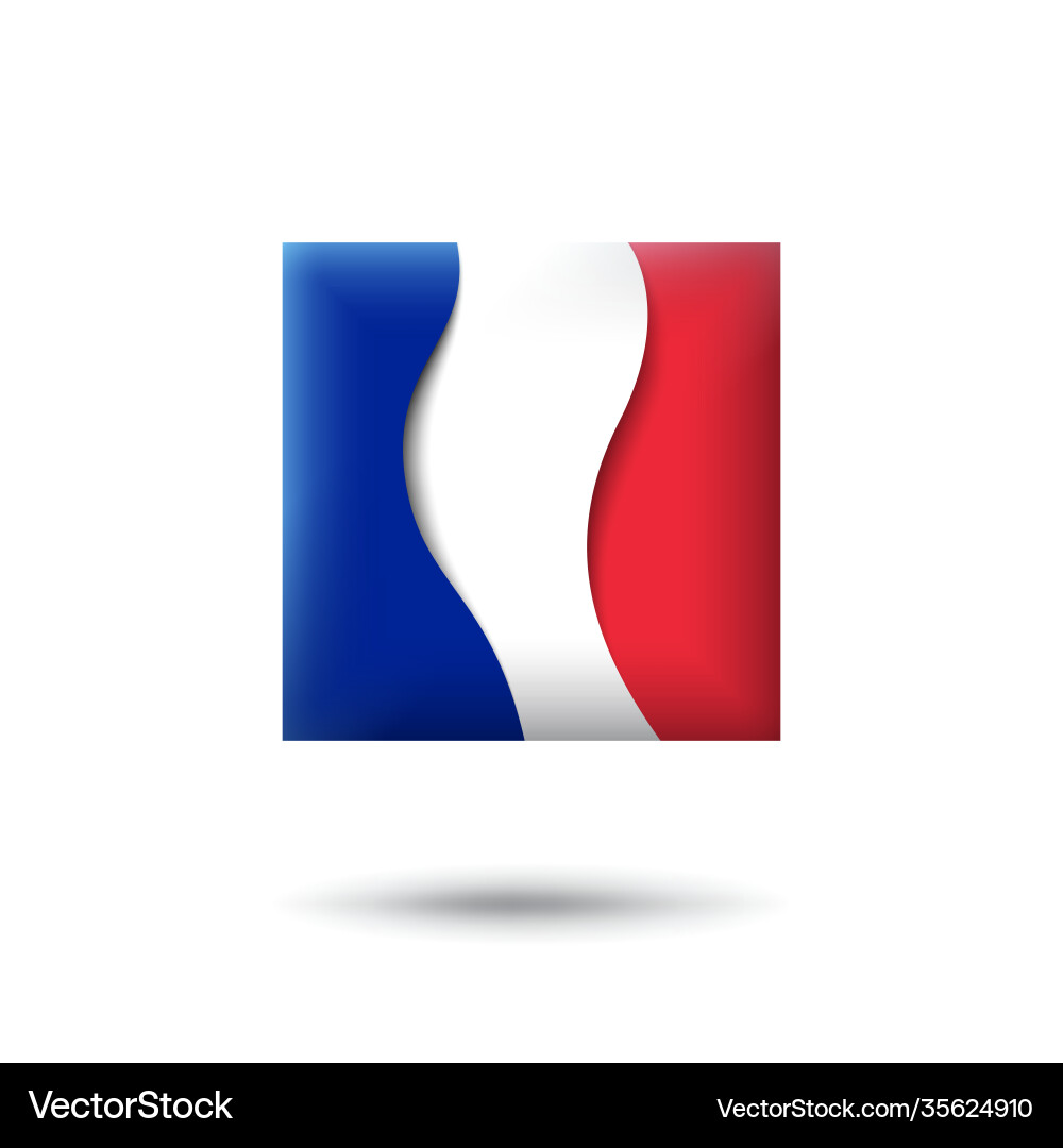 France flag icon in shape square waving Royalty Free Vector
